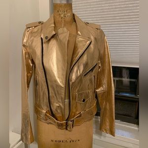 Zara | Jackets & Coats | Zara Rose Gold Leather Biker Jacket | Poshmark